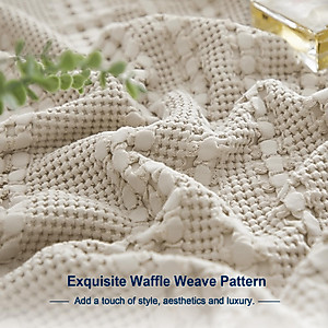 PHF 100% Cotton Waffle Pillow Shams Standard Size, 2 Pack 20" x 26" Soft Skin-Friendly Pillowcases, No Filling, Aesthetic Woven and Breathable Waffle Weave Pillow Case Covers for Bed, Oatmeal