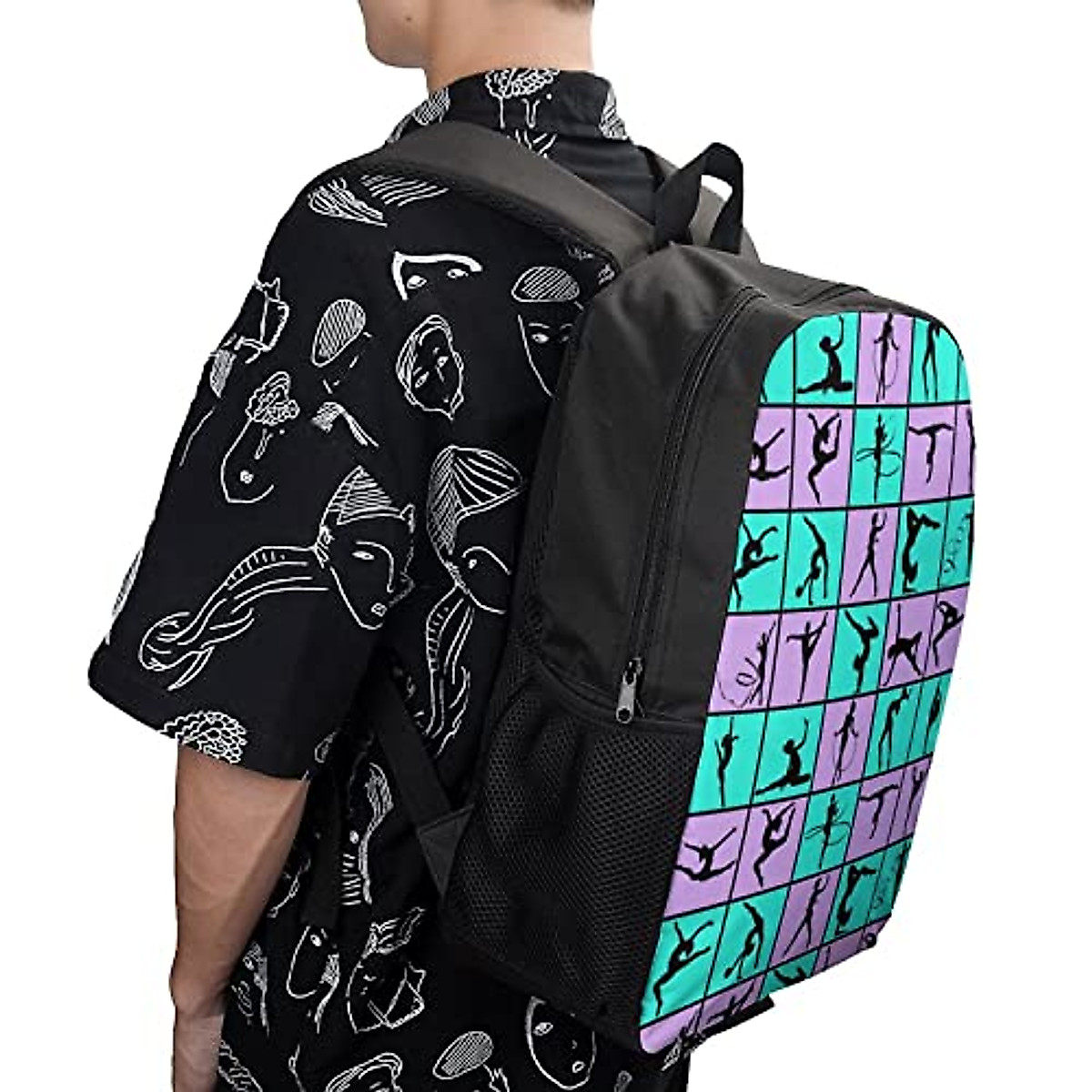 Gymnastics Lovers Backpack for Books Pencil Box Laptop - Adjustable Gymnast Print Backpack Travel Daypack Gift