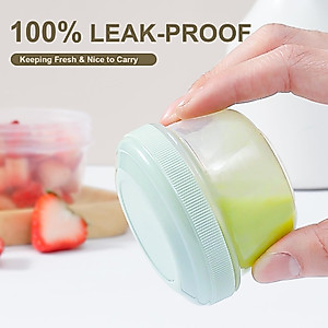 [16 Pack] 4 oz Small Containers with Lids, Reusable Plastic Containers for Snack and Puree, Salad Dressing Container to Go, Deli Containers, Freezer Baby Food Containers, Dishwasher Safe, BPA Free