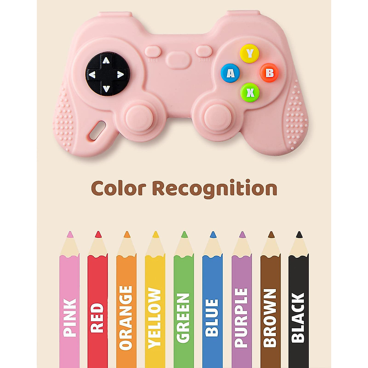 2 Packs Baby Teething Toy, Silicone Game Controller Teethers for Babies 6-12 Months, Baby Chew Toys for Sucking Needs, BPA Free