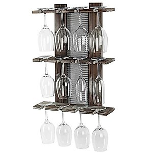 J JACKCUBE DESIGN Wine Glass Rack Wall Mounted, 12 Glassware Holder Rack Stemware Display Drying Storage For Kitchen Home Bar Decor - MK583A