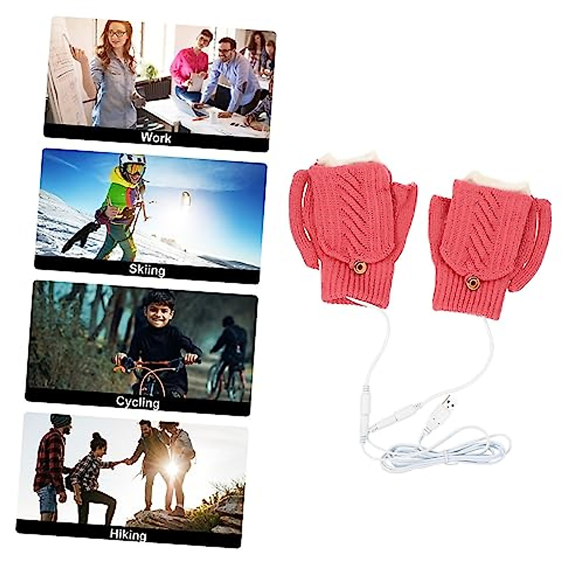 CLISPEED 1 Set Heated Gloves Ski Gloves Hand Warmers Gloves PC Laptop Warm Laptop Gloves Warming Gloves USB Heated Gloves for Typing Sports Thermal Gloves Electric Thermal Mitts Hand Covers
