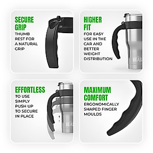 BEAST 20 oz Army Green Tumbler Set with Handle - Stainless Steel Coffee Cup + 2 Straws Brush, Gift Box & Black Handle