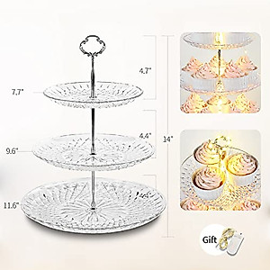 NWK Crystal Clear Cake Stand with Light Strings 5 Piece Perfect for Wedding Birthday Baby Shower Party Clear