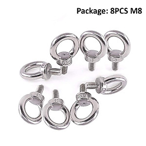Lependor M8 Metric Machinery Lifting Eye Bolt, 304 Stainless Steel Thread Lifting Ring Eyebolt - 8 Pcs M8 (5/16")