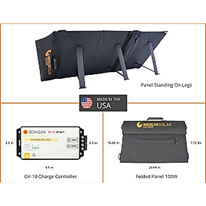 Genasun-Merlin Portable Solar Kit, 100W Foldable Merlin Panel and Genasun MPPT Solar Charge Controller GV-10 to Charge 4S LiFePo4 Batteries or Power Stations. Ideal for RVs, Camping, Marine, Off-Grid.