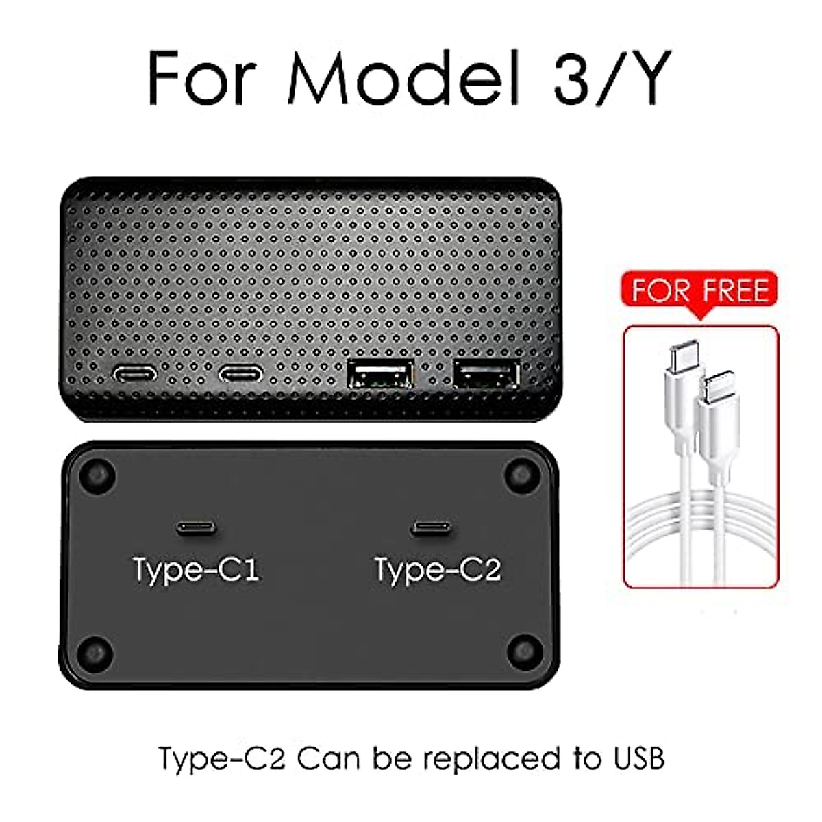 SUMK 2021 Tesla Model 3/Y 4-Port USB Hub Center Console Adapter, Model 3 Model Y Accessories Game & Boombox Music USB Hub 4 in 1 Ports 2021 Upgrade for Refreshed 2021 Model 3/Y 2022 Model S X