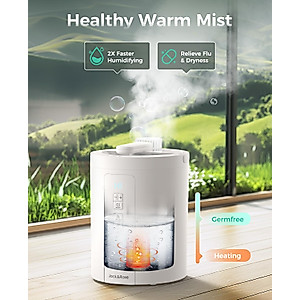 Healthy Warm Mist Humidifiers for Bedroom, 3L/100oz Stainless Steel Humidifier Easy Clean, Steam Humidifier for Living Room, Whisper-Quiet, Filterless and Simple Use