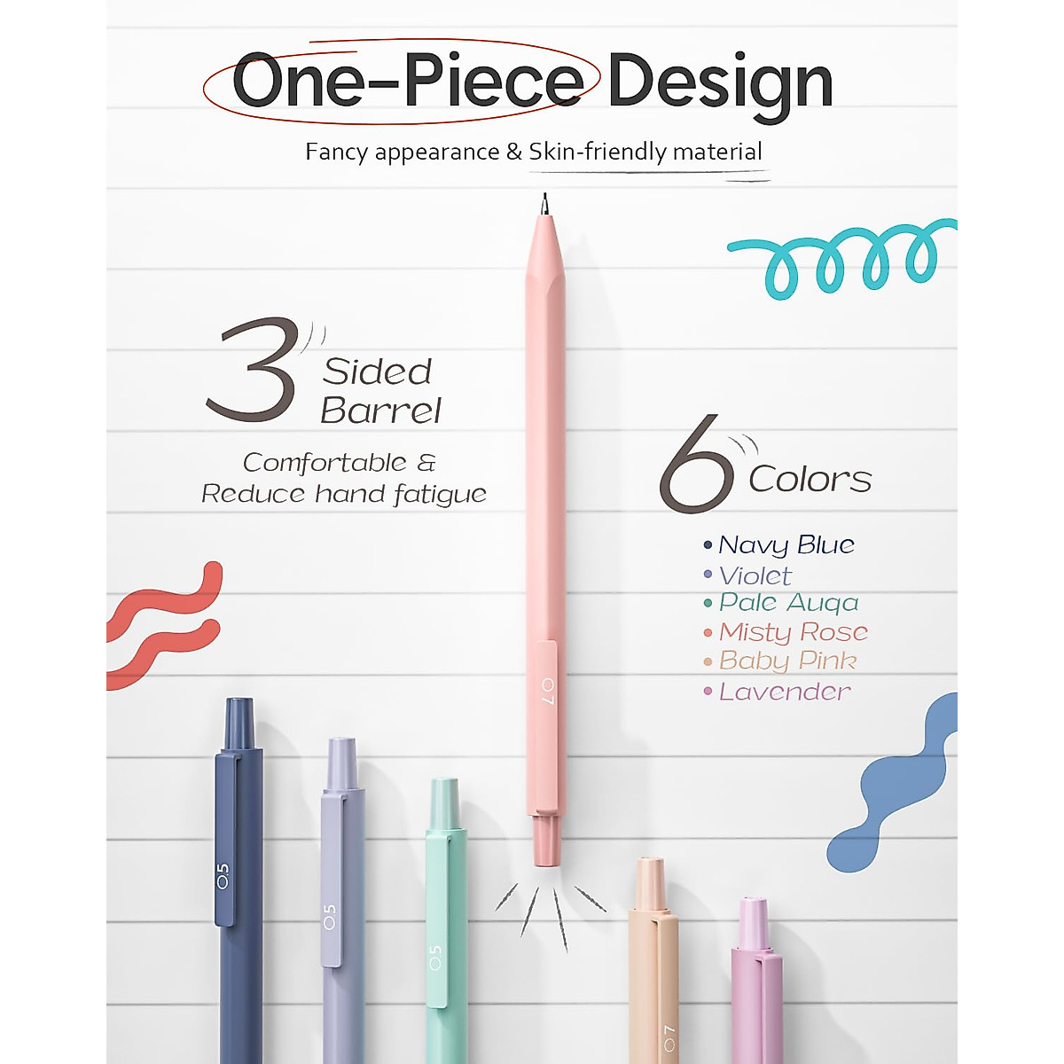 Nicpro 6PCS Pastel Mechanical Pencil Set, Cute Mechanical Pencils 0.5 & 0.7 mm with 6 Tubes HB Lead Refill, 3PCS Eraser and 9PCS Eraser Refill for Student Writing, Drawing, Sketching- with Cute Case