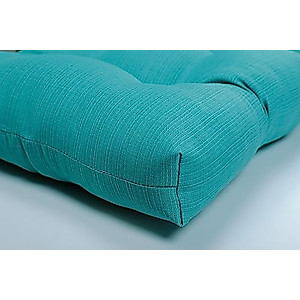 Pillow Perfect Forsyth Solid Indoor/Outdoor Wicker Patio Sofa/Swing Cushion Tufted, Weather and Fade Resistant, 19" x 44", Blue
