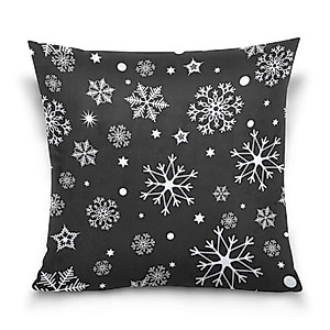 YETTASBIN Black Snowflake Throw Pillow Cover 20 x 20 Inch, Soft Square Cushion Case for Home Couch Sofa Bedroom Car Farmhouse Decor