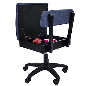 Arrow Sewing H8130 Adjustable Height Hydraulic Sewing and Craft Chair with Under Seat Storage and Solid Fabric, Duchess Blue Fabric