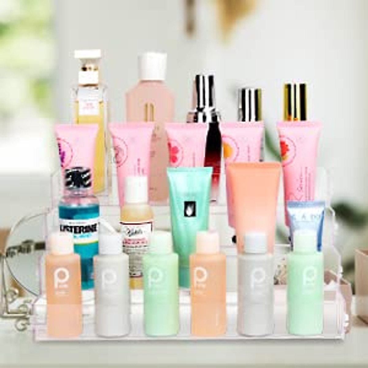 BVANQ 4 Tier Sunglasses Organizer Acrylic Sunglass Holder Nail Polish Organizer Countertop Stand Display No Pungent Acrylic Glue Assembly