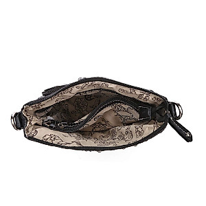 Butterfly Flower Concealed Carry Purse Women Spring Rhinestone Crossbody Handbags Single Shoulder Bag (Black)