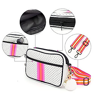 ORAD Crossbody Bags for Women, Neoprene Bag Crossbody Purse with Pompon Ladies Crossbody Purses (White)