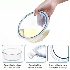 BAYZZ Glass Food Storage Containers Set, 24 Pieces Airtight Glass Meal Prep Containers with Lids,Microwave and Freezer Safe