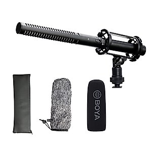 BOYA XLR Microphone, Shotgun Microphone BY-BM6060 with Shockmount Windscreen Mic for Camera DSLR External Condenser Professional Microphones for Video Interview ENG Film