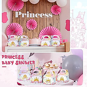 Nezyo Princess and Prince Treat Boxes Pink Princess Boxes Blue Prince Castle Gift Boxes Little Princess Crown Goodie Boxes Royal Prince Cardboard Boxes for Boy Girl Birthday (Princess, 12 pcs)