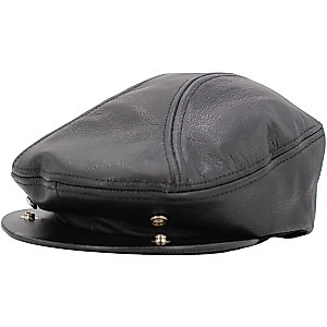 Leather-Ascot BLK L Gatsby Ivy Collection Classic Newsboy Cabbie Applejack Leather Hats Caps