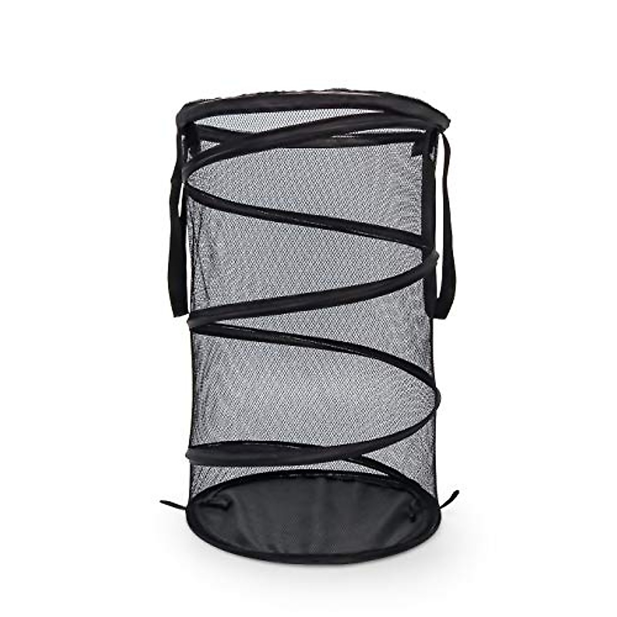Camco Pop Collapsible Mesh Hamper Basket with Handles-Easy to Store and Clean, Perfect for Travel, Dorms, and More, Minimizes Moisture Caused Laundry Odors-Black (51977)