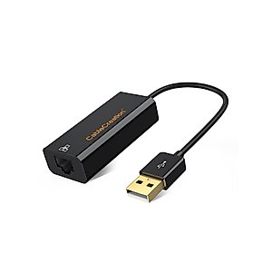 CableCreation USB to Network Adapter, USB 2.0 to 10/100 RJ45 Ethernet LAN Cable Compatible with Windows 10/8.8/8/ 7, macOS X, Black
