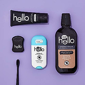 Hello Activated Charcoal Extra Freshening Mouthwash, Natural Fresh Mint and Coconut Oil, Fluoride Free, Alcohol Free, Vegan, SLS Free and Gluten Free, 16 Fl Oz (Pack of 3)
