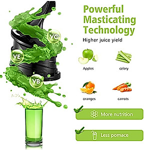 Slow Masticating Juicer, AAOBOSI 80MM Large Feed Chute Cold Press Juicer Machine w/ 2 Filler Openings, Reverse Function & Quiet Motor for High Nutrient Fruits Vegetables (Gray)