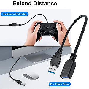 SaiTech IT 4 Pack Short Length 30cm USB 3.0 Extension Cable, Male to Female Extender Cable, USB 3.0 Extender Cord