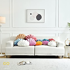 Sioloc Shell Pillows,Seashell Shaped Throw Pillows Soft Velvet Insert Decorative Pillows for Bed Couch Living Sofa Room Decor Accent Throw Pillow(Coral,13 X 10 inches), Teal