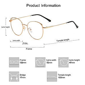 SOJOS Cat Eye Blue Light Blocking Glasses Hipster Metal Frame Women Eyeglasses She Young with Rose Gold Frame/Anti-Blue Light Lens