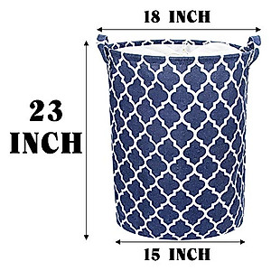72L 23-inch Tall (2 Pack) Extra Large Laundry Basket Storage Hamper Drawstring Waterproof Round Linen Collapsible Storage Basket for Toy Organizer, Nursery Hamper, Bathroom, Blue