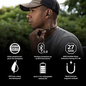 ISOtunes Xtra 2.0 Earplug Earbuds: OSHA Compliant Bluetooth Hearing Protection, 27 dB NRR Sound Isolation, 85 dB Volume Limit, Up to 11 Hour Battery Life, Noise Cancelling Mic
