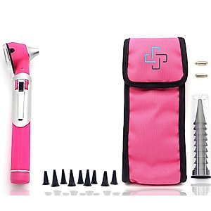 MEDCASE Radiance Otoscope - Ear Scope with LED Light and Speculum for Ear Examination and Diagnosis - Ideal for Professional use - Lifetime Warranty - Pink