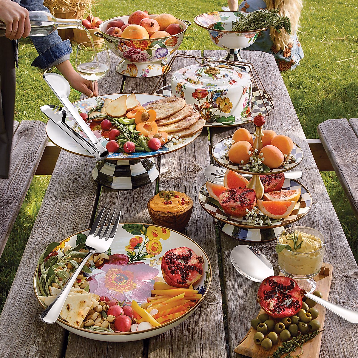 Hohscheid Stainless Steel Flatware Serving Utensils, 8 Pieces Buffet Catering Party Banquet Flatware Serving Set, Include Serving Spoons, Slotted Spoons, Tongs and Forks