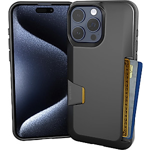 Smartish iPhone 15 Pro Max Wallet Case - Wallet Slayer Vol. 1 [Slim + Protective] Credit Card Holder - Drop Tested Hidden Card Slot Cover Compatible with Apple iPhone 15 Pro Max - Black Tie Affair