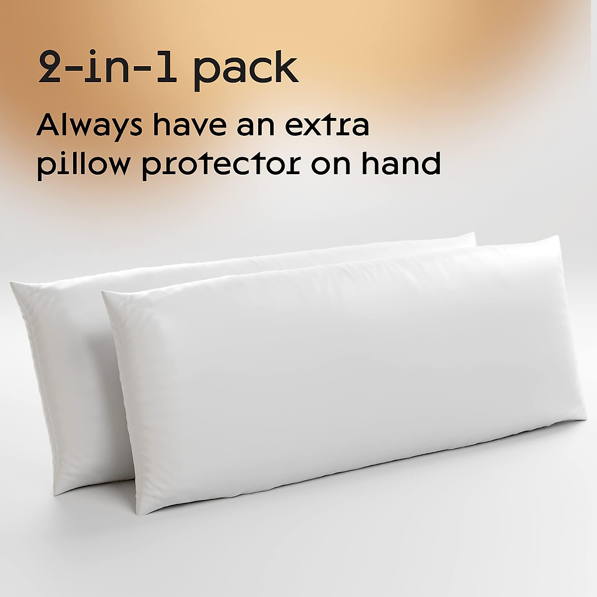 Waterproof Pillow Protectors King 20x36 Inches Set of 2 Smooth Zipper Premium Encasement Covers Quiet Cases Set White
