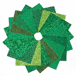 It's All Green 90-pc precut Charm Pack 5" Squares 100% Cotton Fabric Green Quilt