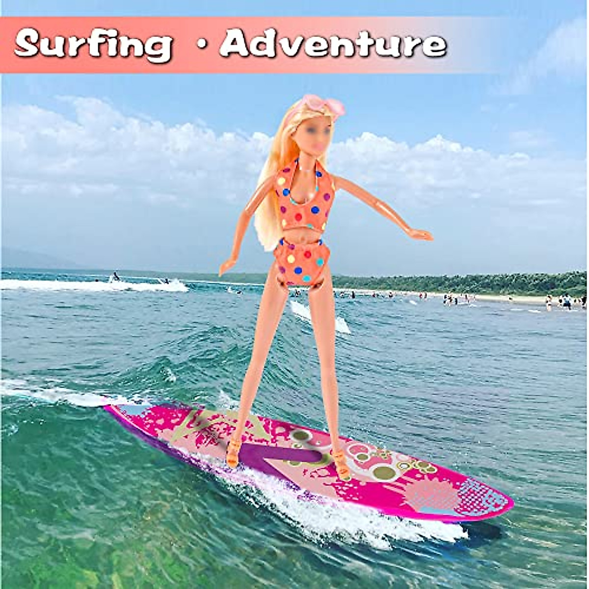 ebuddy Doll Clothes and Accessories 3 Sets Doll Clothes with Volleyball Surfboard Cup Holder and Accessories for 11.5 Inch Girl Doll(No Doll)