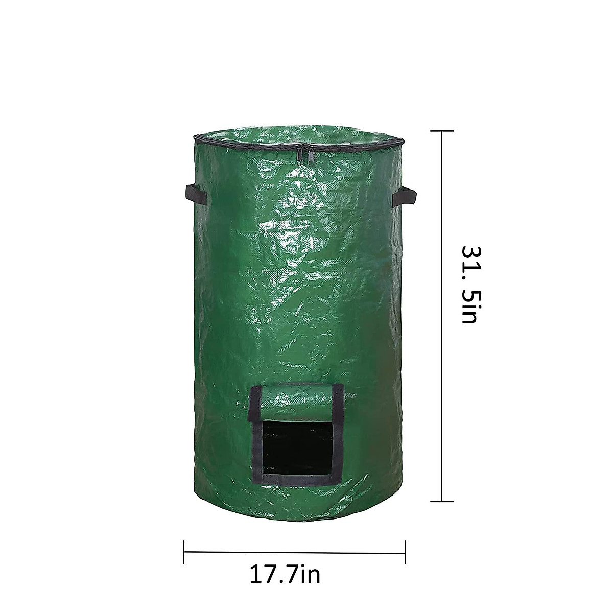 34 Gallon Garden Compost Bin Bag, Reusable Organic Fertilizer Fermented Bag with Lid,Collapsible Leaf Lawn Bags Gardening Container (Green)
