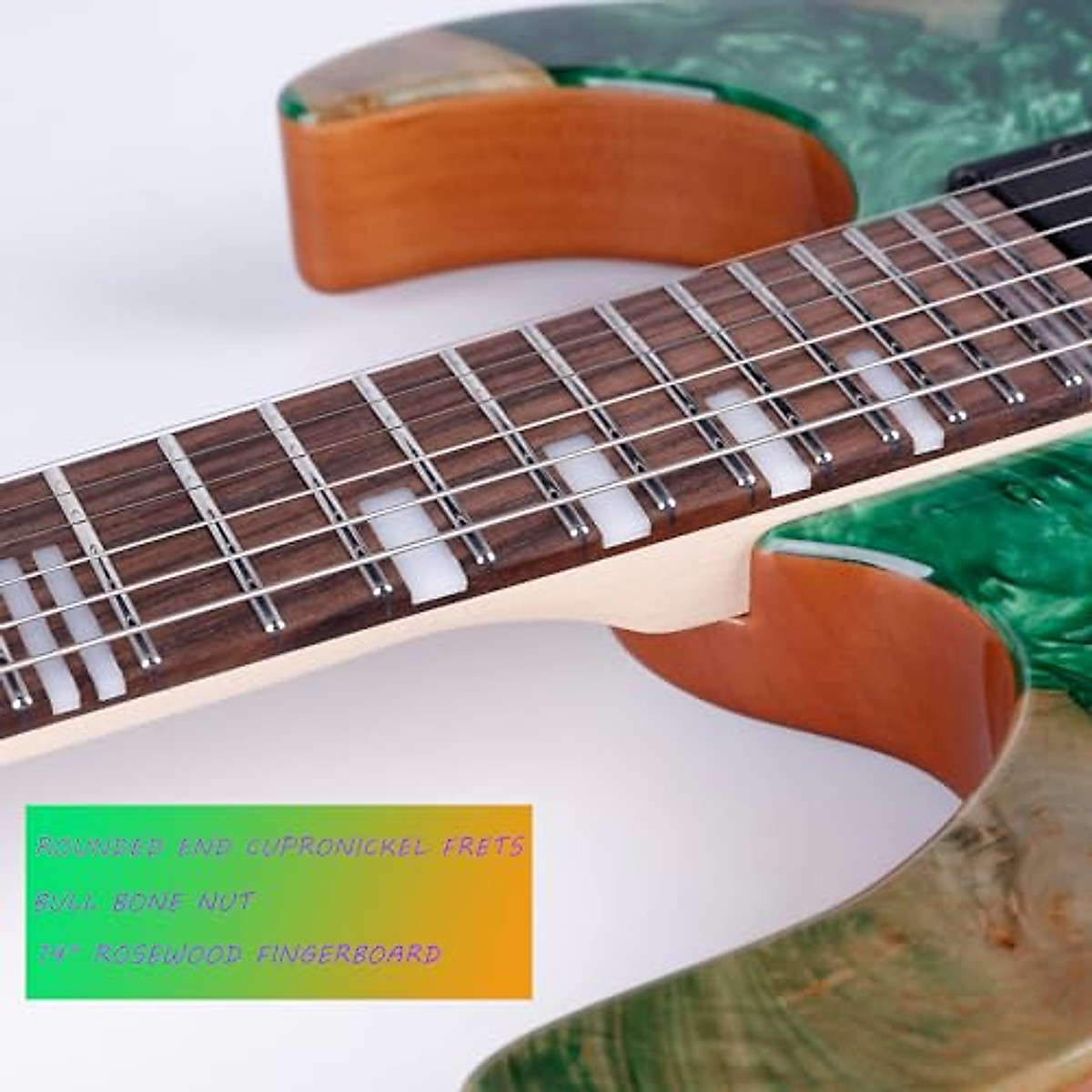 Leo Jaymz Electric Guitar Tempest Series - Mahogany Body and Burl Top,Maple Neck and Rosewood Fingerboard,Alnico V active Pickups,Wilkinson 2-point Temolo Bridge (Architect)