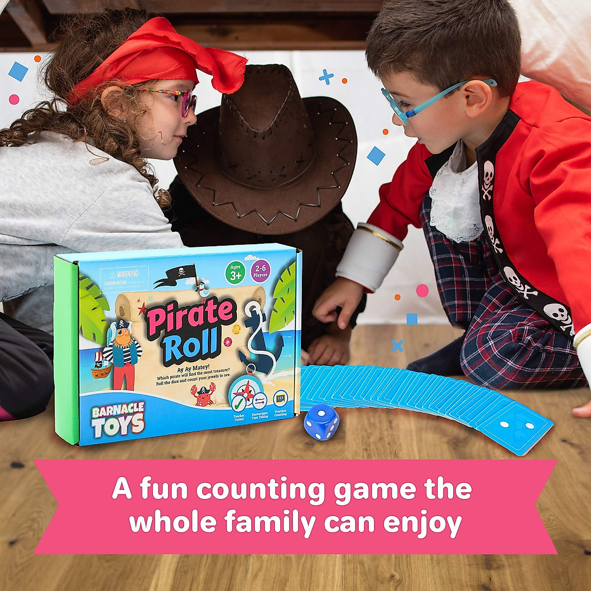 Barnacle Toys Pirate Roll - Kids Games, Toddler Board Games, Games for Kids, Preschool Games for 3 Year Olds, Kids Board Games for 4 Year Olds