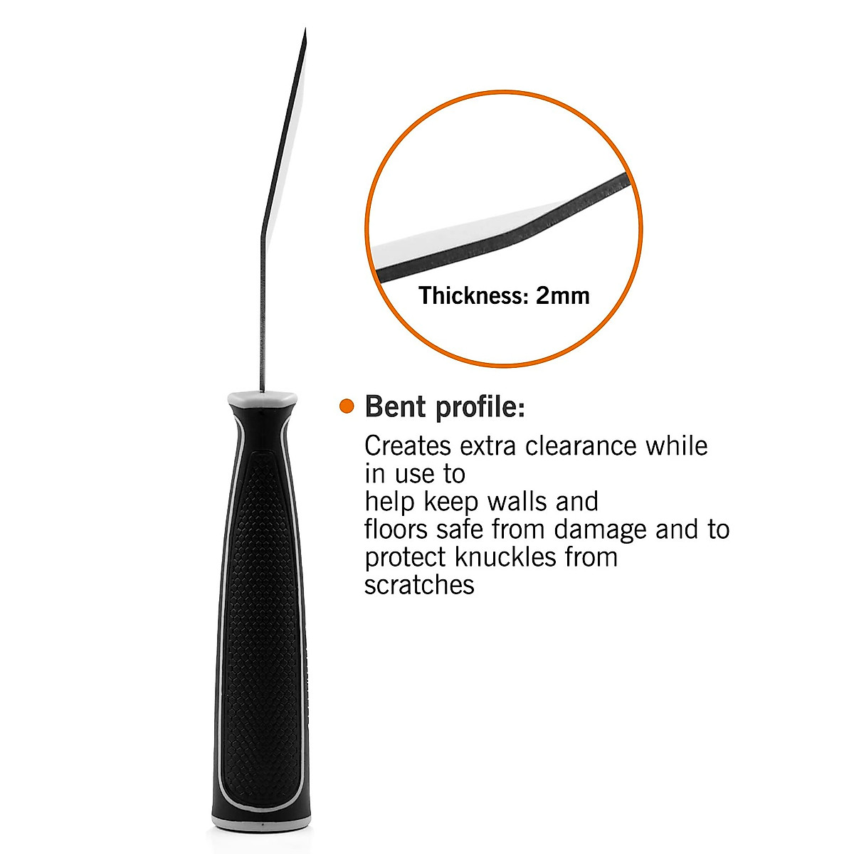 ROLLINGDOG 3 Inch Pole Scraper - Stainless Steel Bent Blade With Anti-Slip Rubber Handle, Heavy Duty Paint Remover Scraper Tool