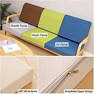 Custom Indoor Furniture Bench Cushions, Window Seat Cushions, Personalized Size Non-Slip Bench Pads, Thickened Foam Furniture Seat Cushion, Sofa ,Bay Window Indoor Furniture Breathable Linen Cushions