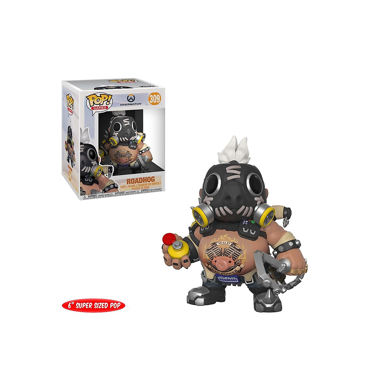 Funko Pop Games: Overwatch-6” Road Hog 6” Roadhog, Multicolor