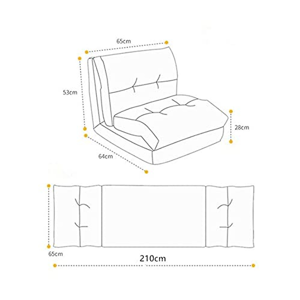 ZHYH Adjustable Floor Couch and Sofa for Living Room and Bedroom Foldable with Reclining Position Love Seat Couch
