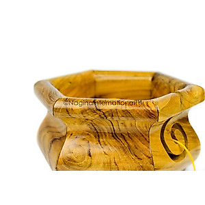 Nagina International Mahogany Handcrafted Premium Hexagonal Large Yarn Ball Storage Bowl | Skein Holder for Knitters | Knitting & Crocheting Art Craft Accessories (Large)