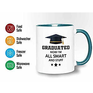 Flairy Land Graduation 2Tone Green Mug 11oz - All Smart and Stuff - Graduation Gifts for Her Senior Graduation College Student College Graduate Classmate MBA Grad