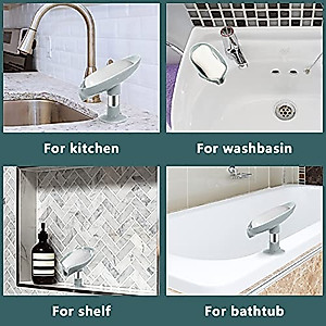 Bar Soap Holder, YUOROS Shower Soap Dishes Container with Suction Cup Leaf Shape Self Draining for Bathroom Kitchen (2 Pack, Blue)