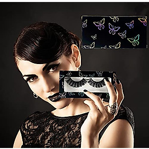 GuangZhou 60 Pieces False Eyelashes Box Empty Lash Packaging Storage Containers 30 Soft Paper Lash Boxes with 30 Tray Laser Butterfly Prints Lash Case Holder (Black)