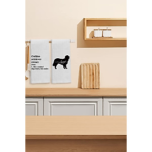Knibeo Golden Retriever Kitchen Towels - Set of 2, 16x24 Inch Golden Retriever Hand Towels for Bathroom, Golden Retriever Gifts, Golden Retriever Decor